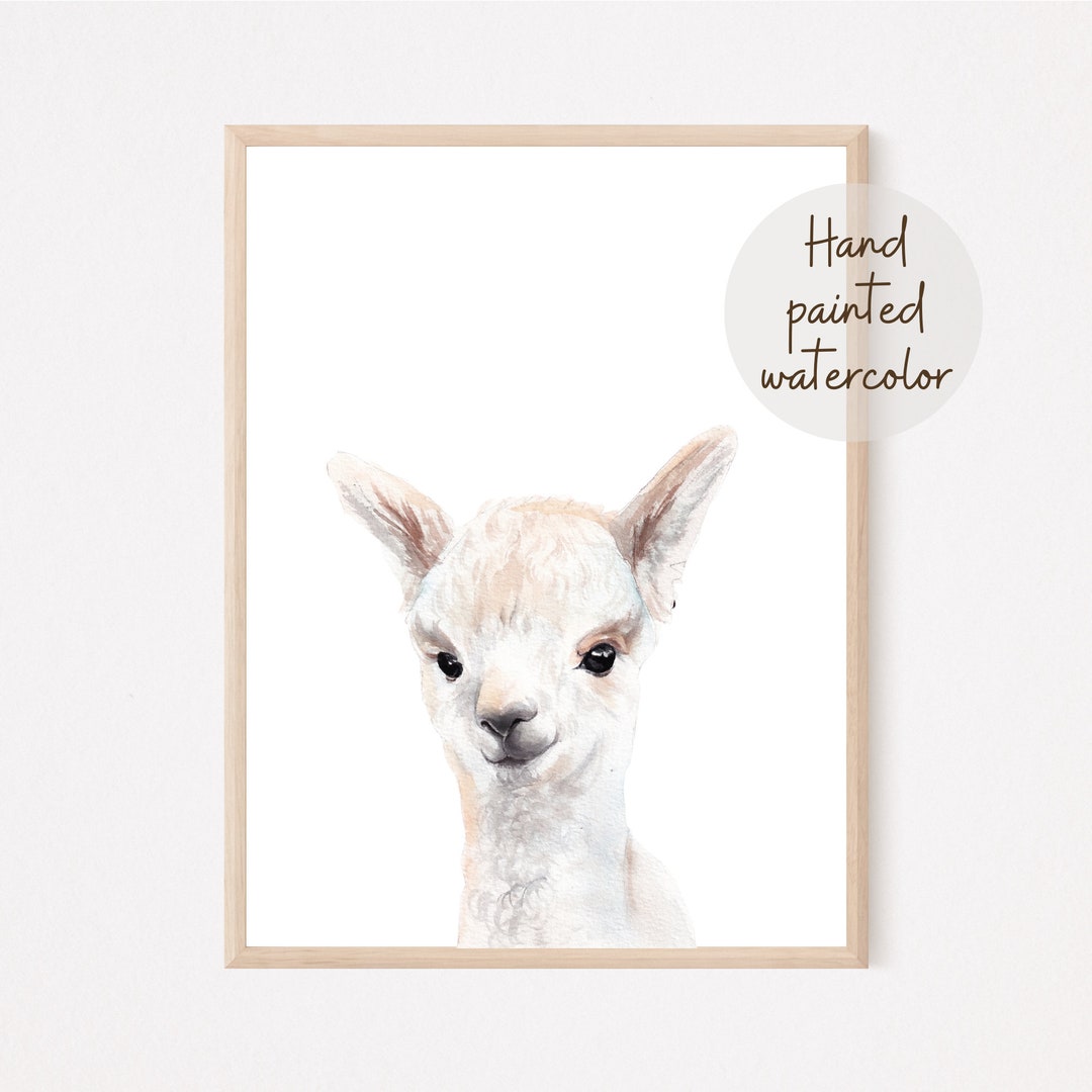 Baby Llama Printable Painting, Nursery Wall Art Decor, Baby Animal ...