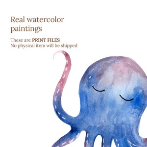 Sea Creatures Nursery Wall Art Set, Watercolor Nursery Wall Art, Baby ...