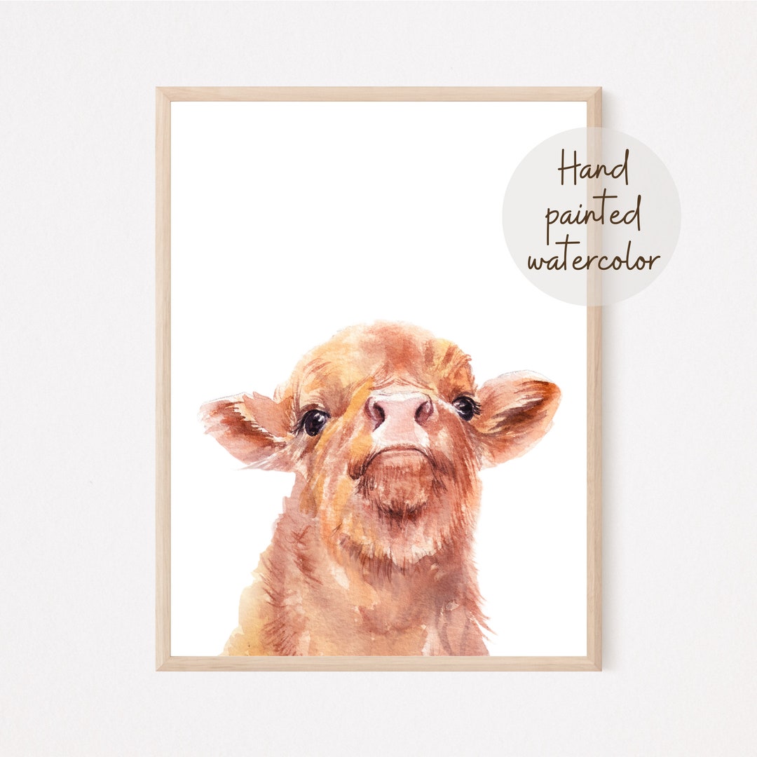 Baby Cow Watercolor Painting, Nursery Wall Art (digital Download) - Etsy