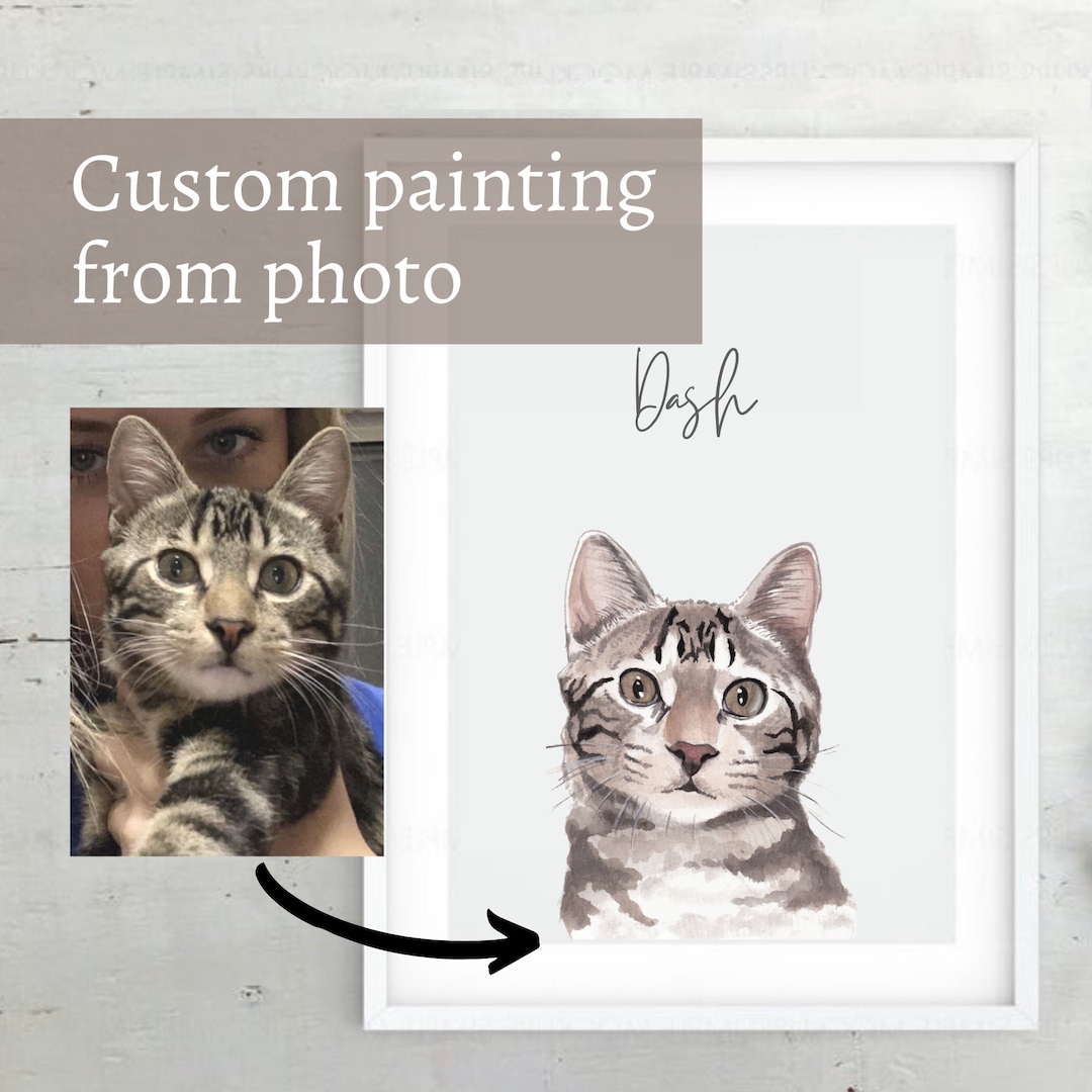 Custom Watercolor Cat Portrait From Photo, Pet Memorial Gift - Etsy