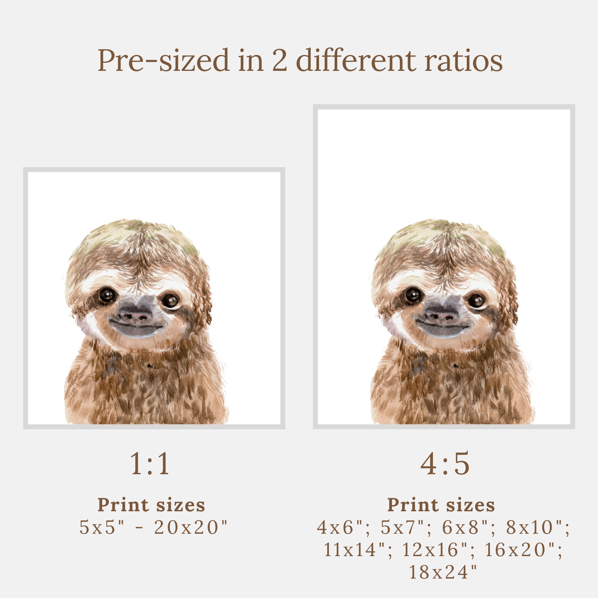 Baby Sloth Watercolor Painting Nursery Wall Art Decor Safari - Etsy