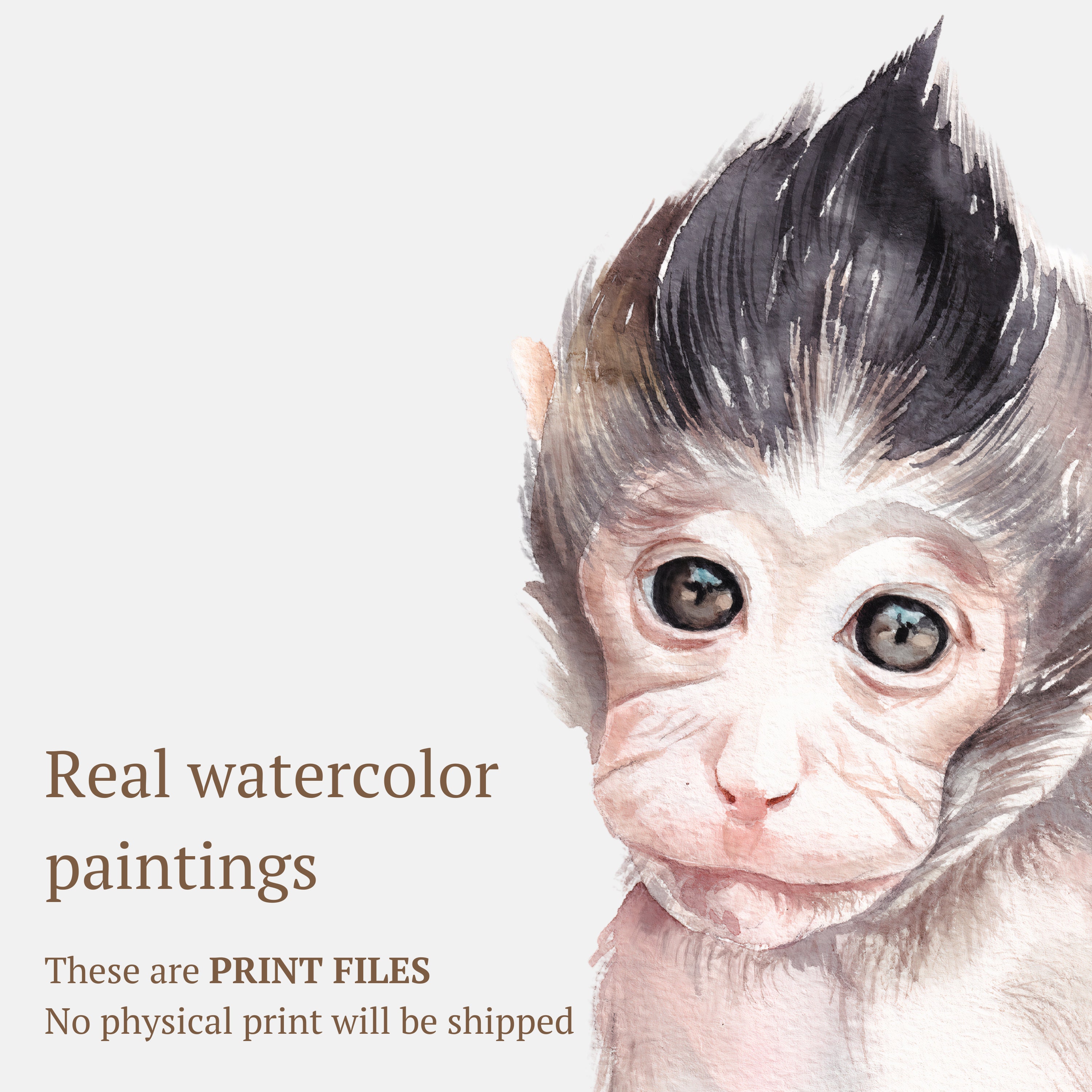 Baby Monkey Printable Painting Nursery Wall Art Decor Baby - Etsy