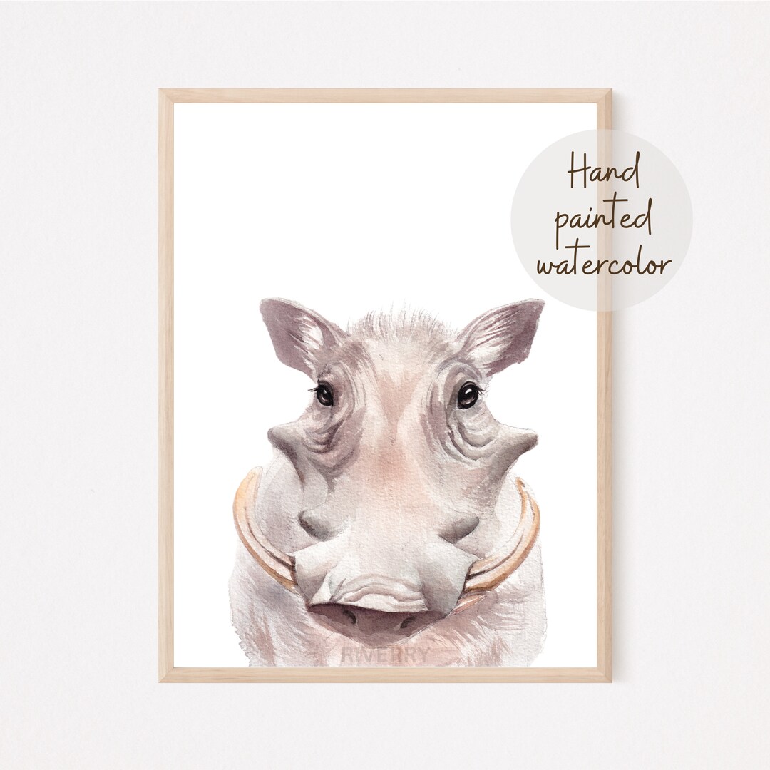 Baby Warthog Printable Wall Art, Nursery Wall Decor, Watercolor Warthog ...