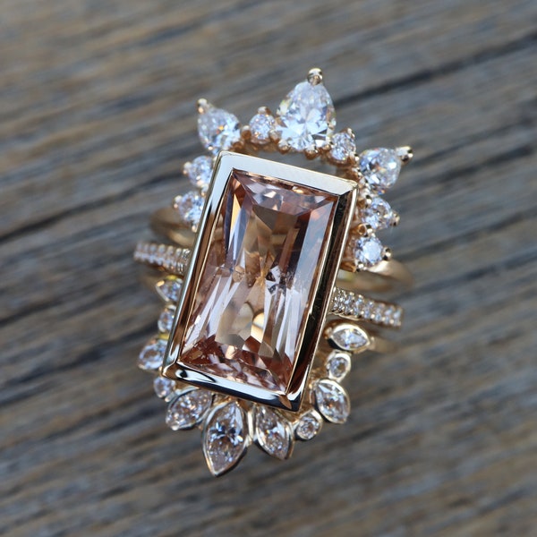 Large Morganite Ring - Etsy
