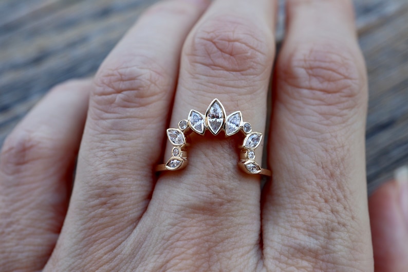 Square Shaped Curved Wedding Band Contour Marquise Simulant - Etsy