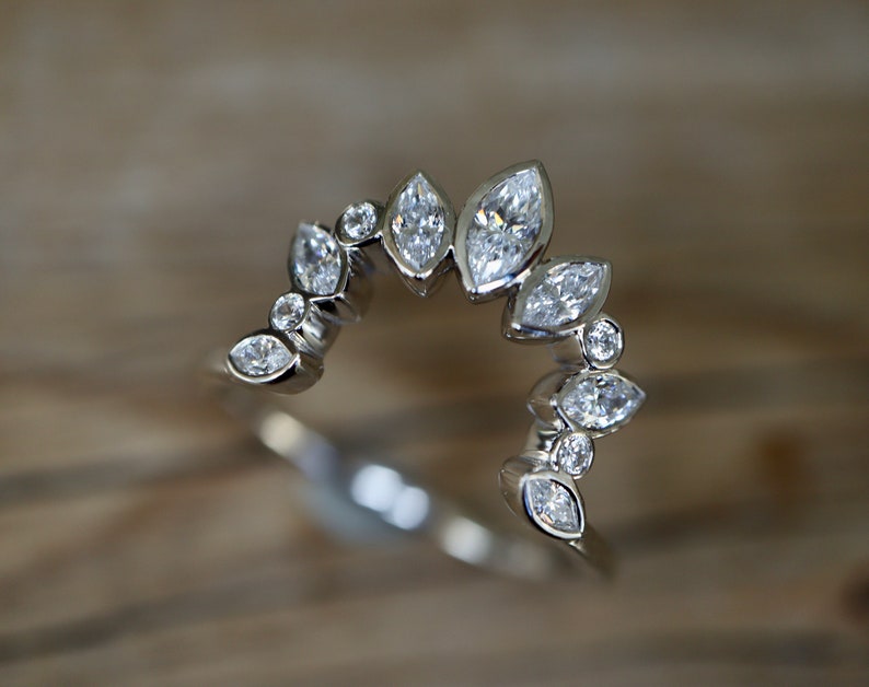 Square Shaped Curved Wedding Band Contour Marquise Simulant - Etsy