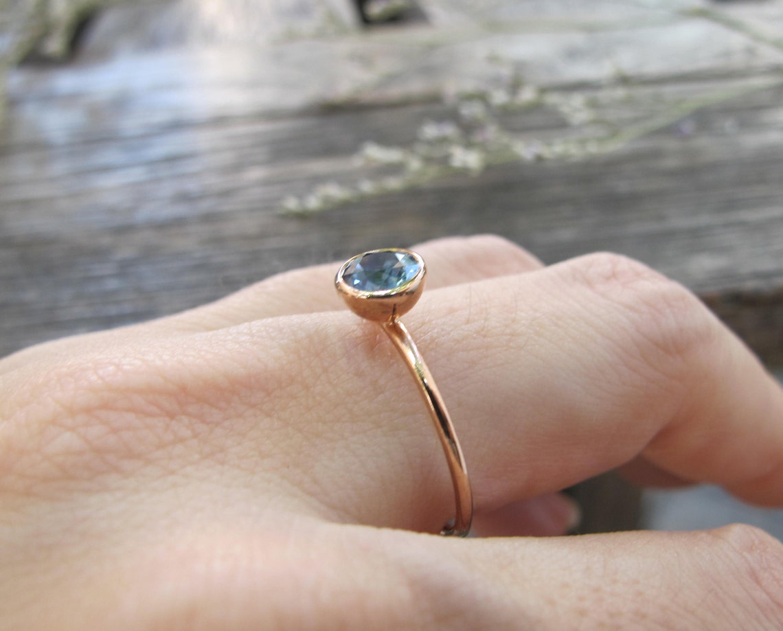 0.83ct Round Blue Sapphire Promise Ring for Her Minimalist | Etsy