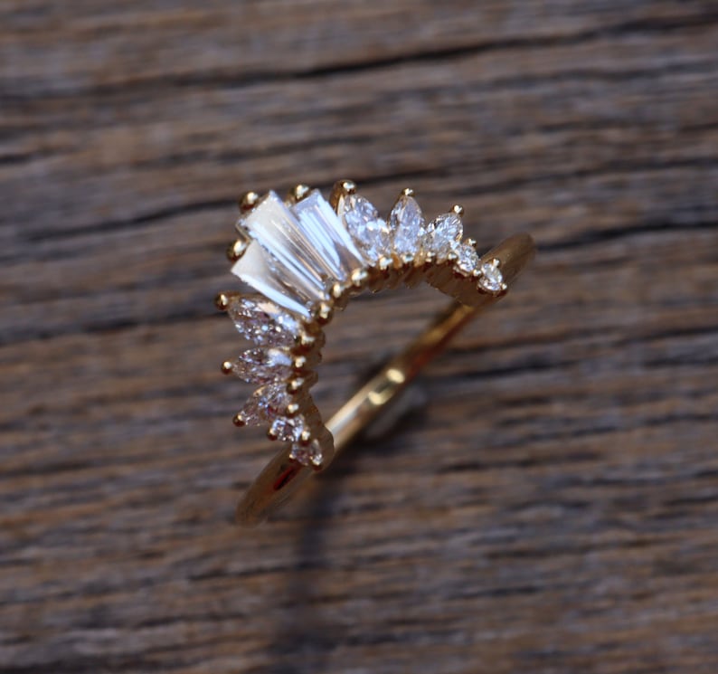 Genuine Diamond Wedding Contour Band- Natural Diamond Deco Band ...