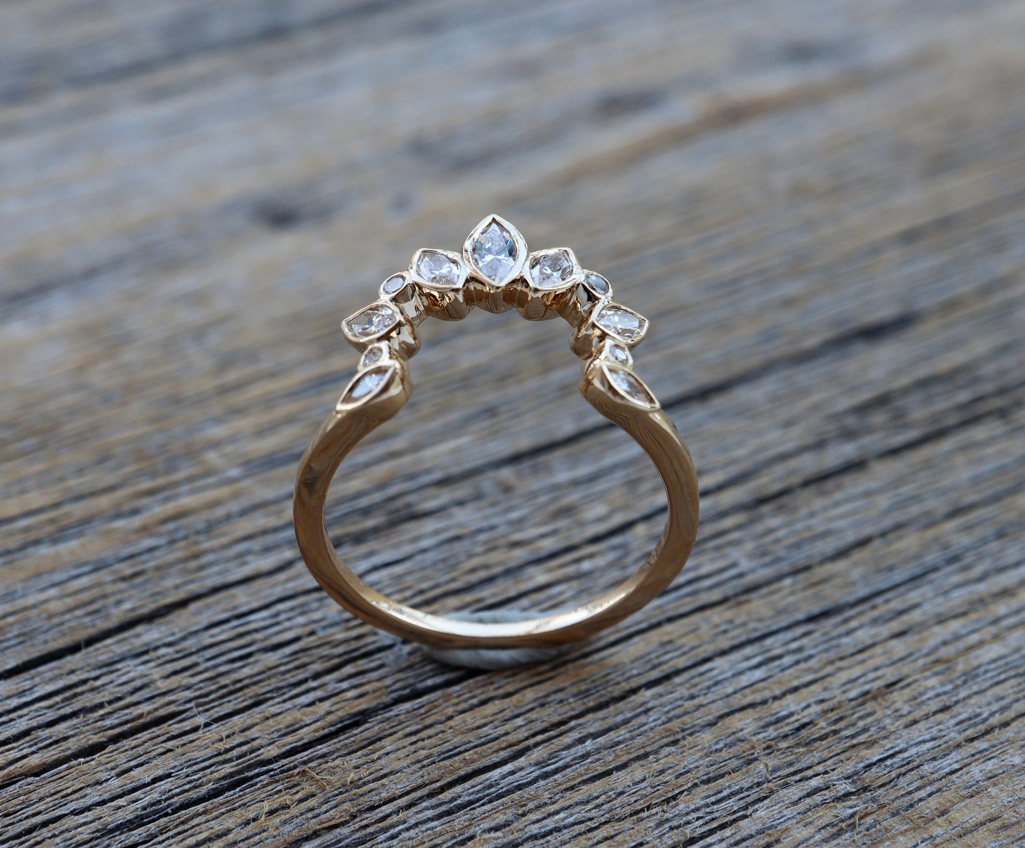 Square Shaped Curved Wedding Band Contour Marquise Simulant | Etsy