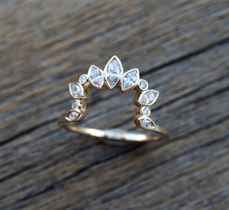 Square Shaped Curved Wedding Band Contour Marquise Simulant - Etsy