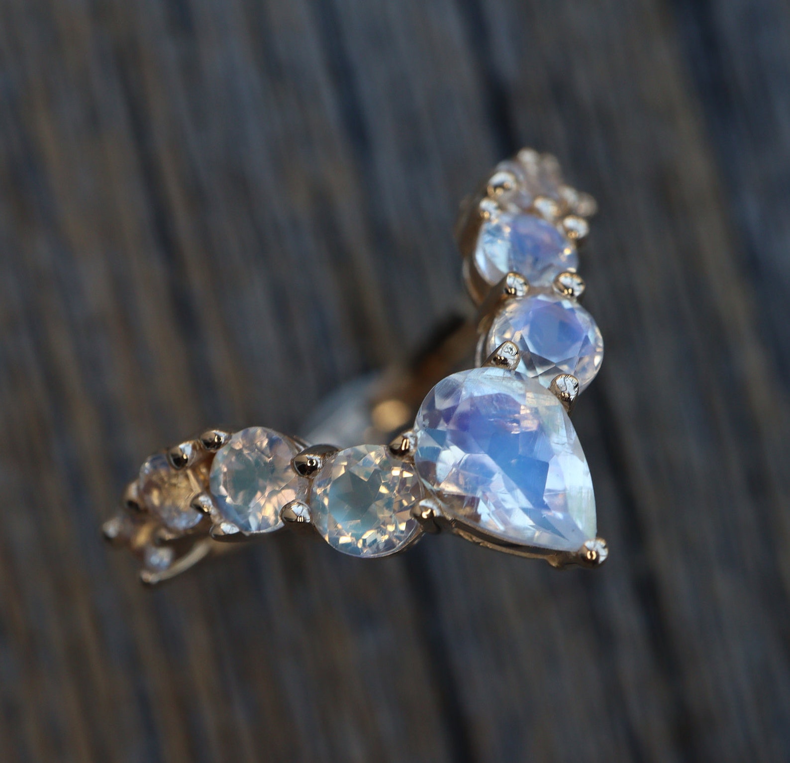 Round Moonstone Contour Wedding Band Genuine Moonstone Curved - Etsy