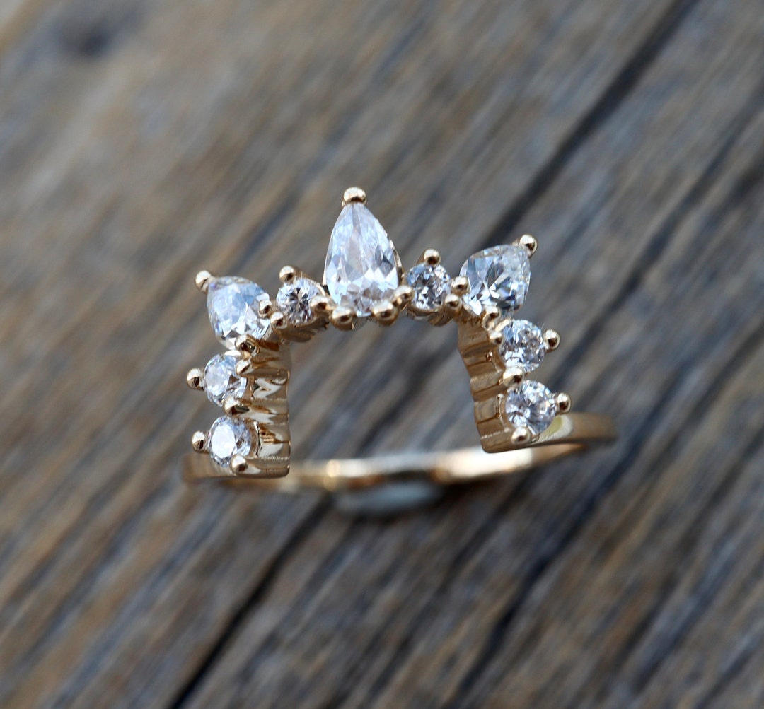 Square Shaped Curved Wedding Band Contour Teardrop Simulant - Etsy