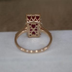 5ct Ruby Large Rectangular Halo Engagement Ring- 14k Gold Red Pink ...
