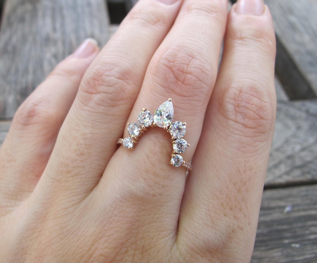 Elongated Curved Wedding Vintage Band- Contour 7 Round Large Stackable ...