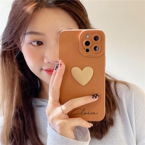 3D Cute Love Heart Personalized Name Case for iPhone 11 12 13 14 15 Pro ...