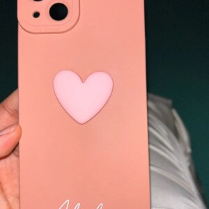 3D Cute Love Heart Personalized Name Case for iPhone 11 12 13 14 15 Pro ...