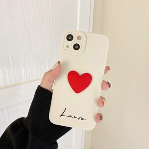 3D Cute Love Heart Personalized Name Case for iPhone 11 12 13 14 15 Pro ...