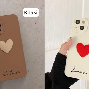 3D Cute Love Heart Personalized Name Case for iPhone 11 12 13 14 15 Pro ...