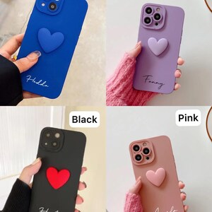 3D Cute Love Heart Personalized Name Case for iPhone 11 12 13 14 15 Pro ...