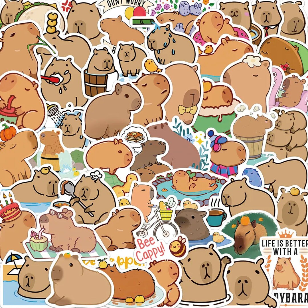 50pcs Cartoon Capybara Sticker Decals Decoration DIY Phone Notebook ...