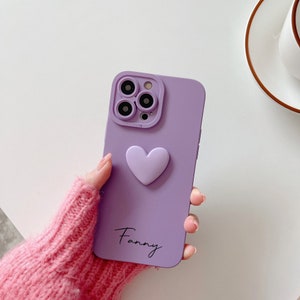 3D Cute Love Heart Personalized Name Case for iPhone 11 12 13 14 15 Pro ...