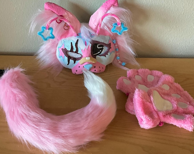 Cute Pink and Blue Therian/furry Mask! - Etsy