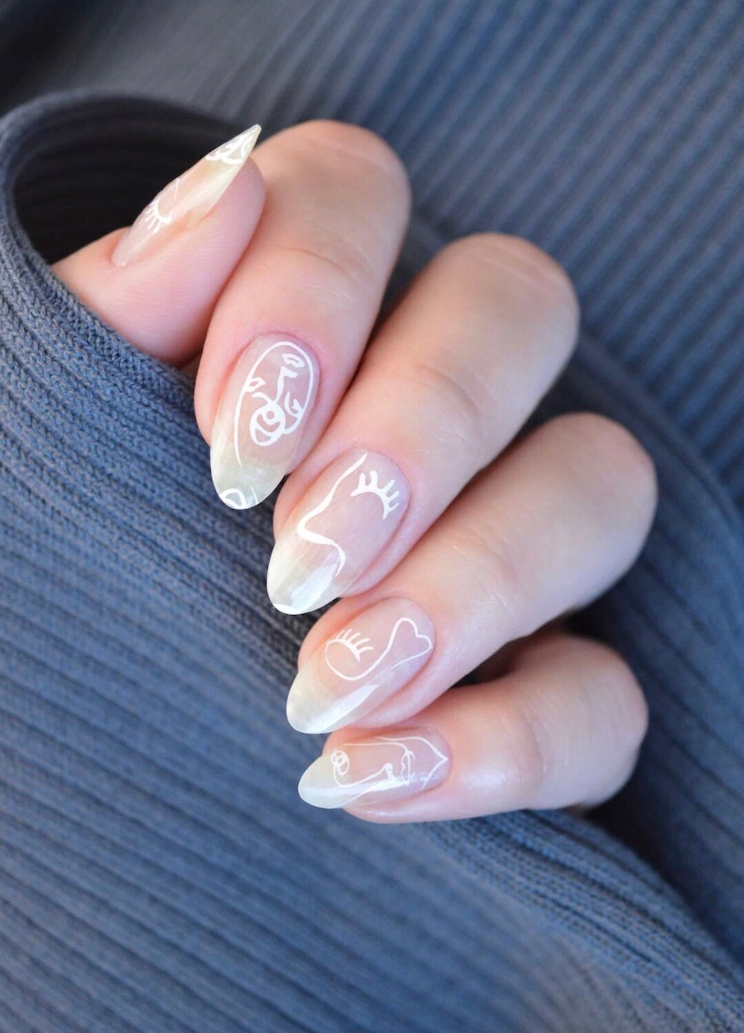 White Line Art Nail Wrap Summer Nail Wrap Overlay Nail Nail Polish ...