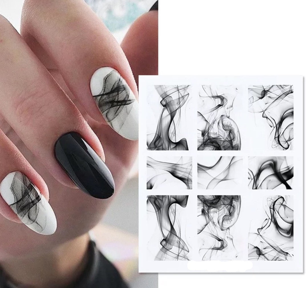 Smoky Nail Art | Water Decal | Halloween Nails | Happy Nail Sticker ...