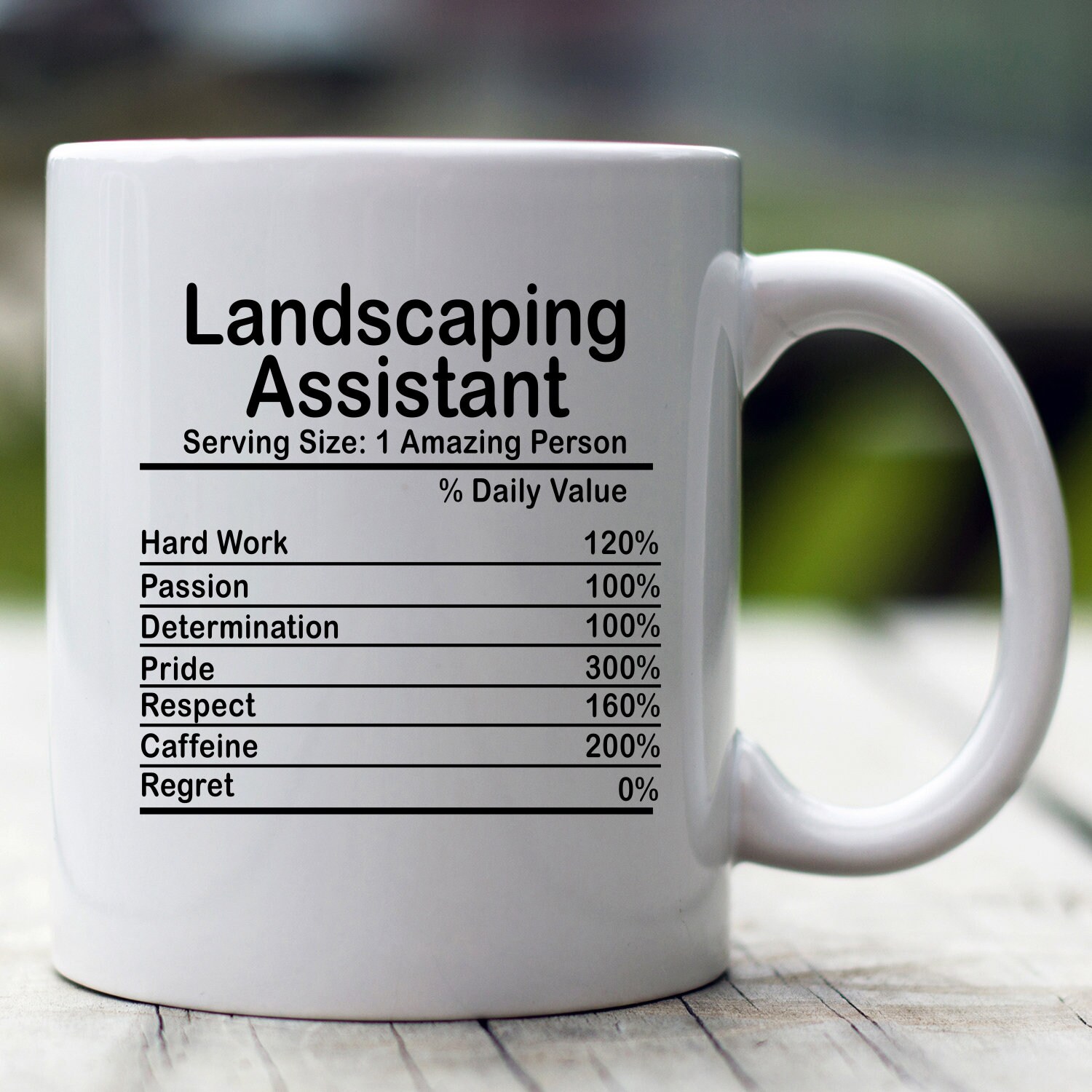 Personalized Landscaping Assistant Nutrition Facts Mug, Nutrition Facts ...