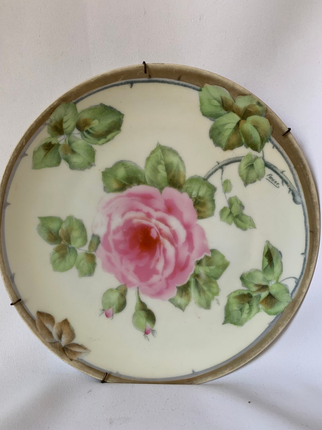 Vintage Bavarian Hand Painted Rose Plate 8 1/2 - Etsy