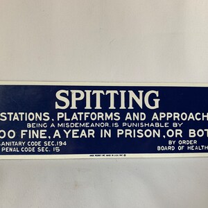 1987 No Spitting Train Station Replica Sign 12 X 3 - Etsy