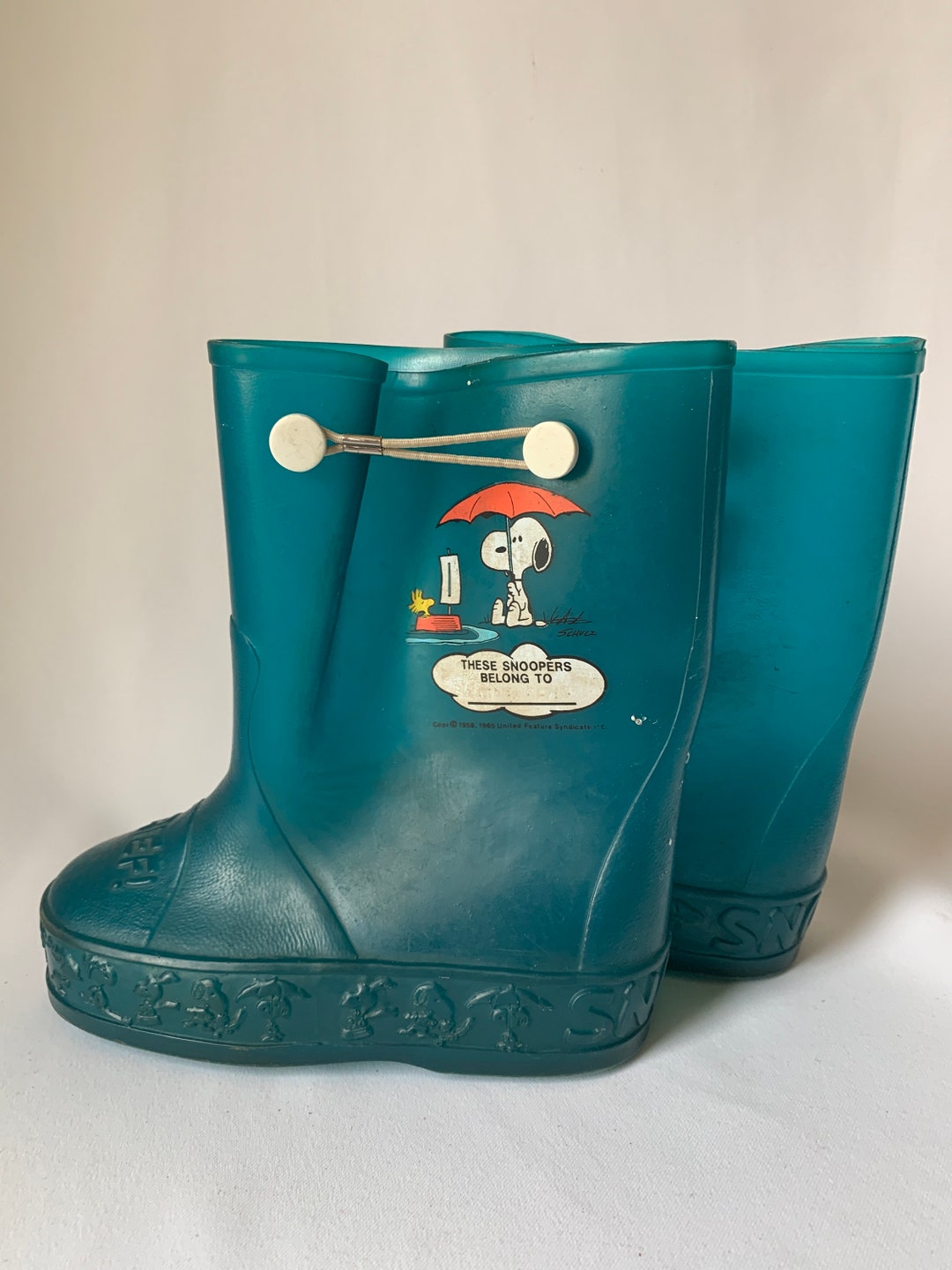 1965 Blue Snoopy Rain Boots - Etsy