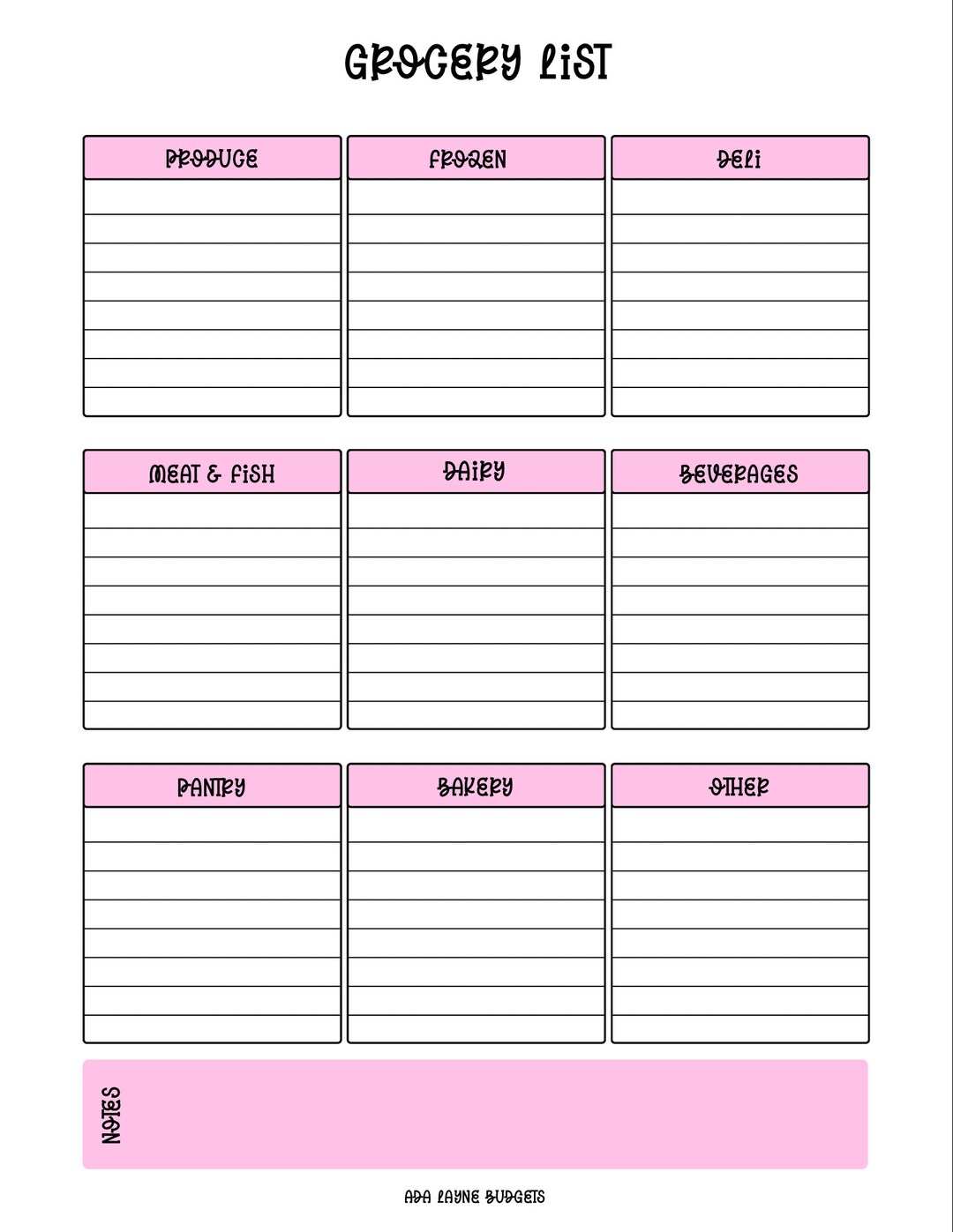 Weekly Grocery List and Meal Planning - Etsy