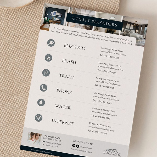 Real Estate Utility Sheet - Etsy