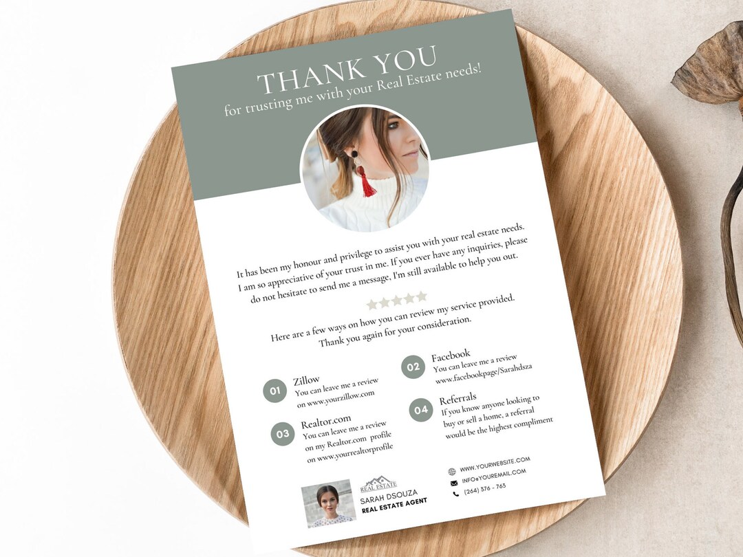 Real Estate Review Request | Closing Letter | Real Estate Referrals ...