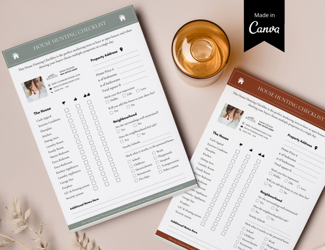 Editable House Hunting Checklist, Realtor Canva Templates, Real Estate ...