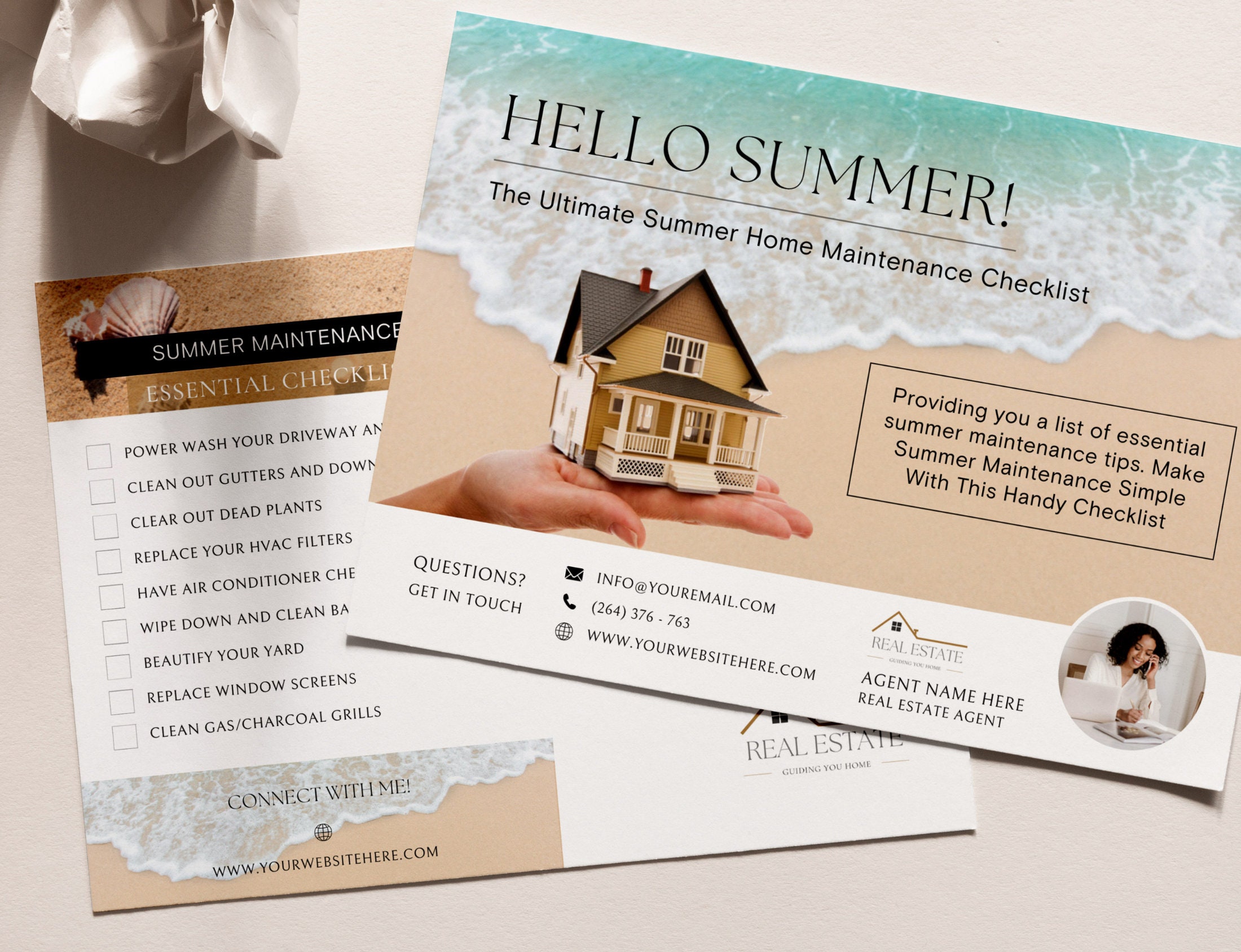 Summer Home Maintenance Checklist, Real Estate Postcard Template, Real ...