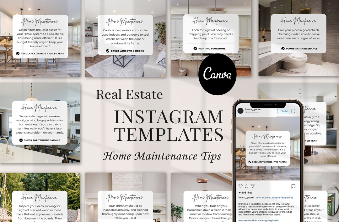Home Maintenance Tips, Social Media Posts, Instagram Posts, Editable in ...