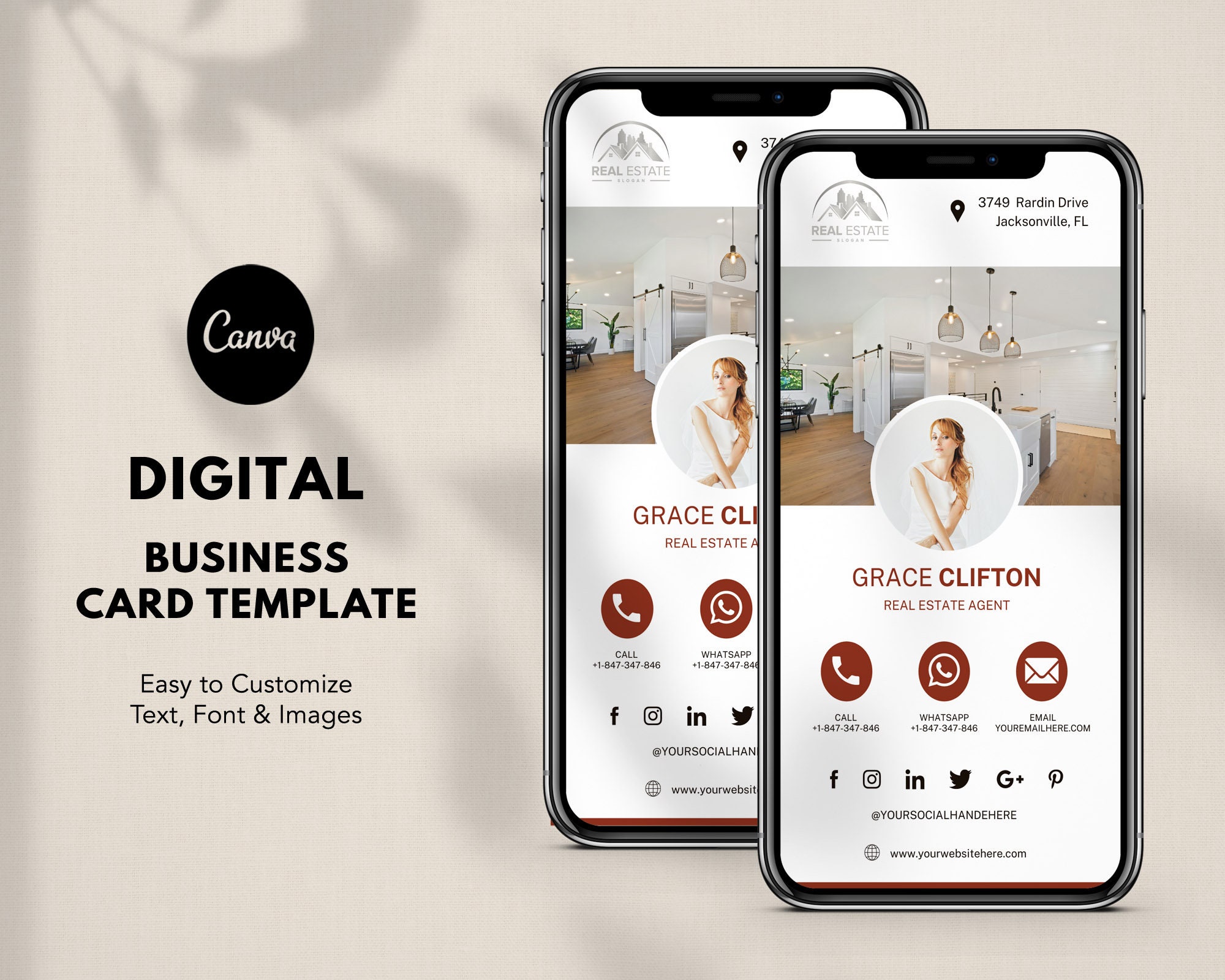 Paper Business Calling Cards Canva Template Green Digital Business 