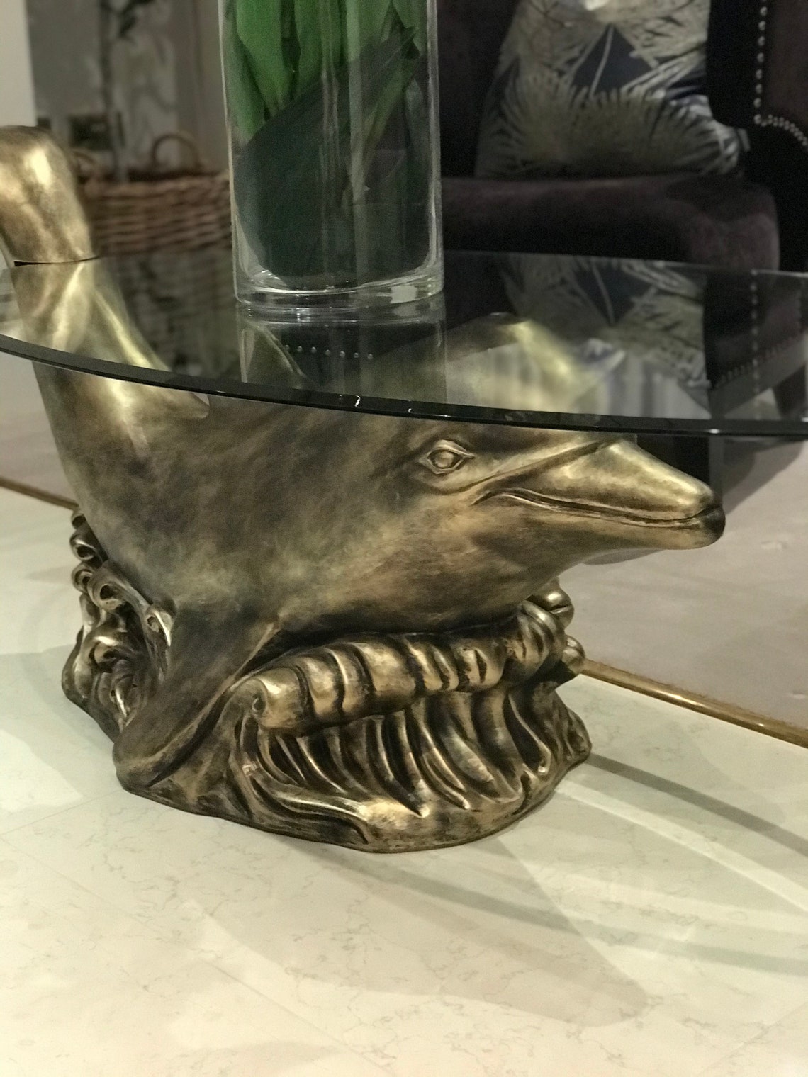Large Gold Dolphin Coffee Table - Etsy UK