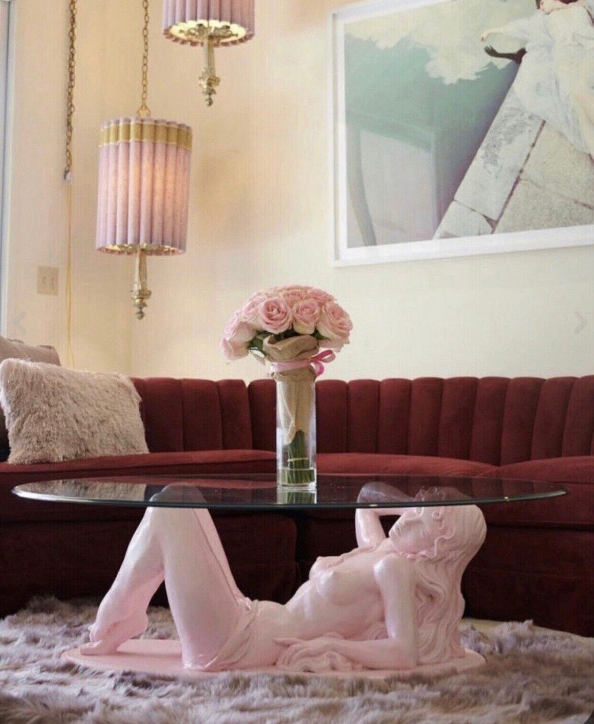 Lying Naked Woman Coffee Table Pink - Etsy UK