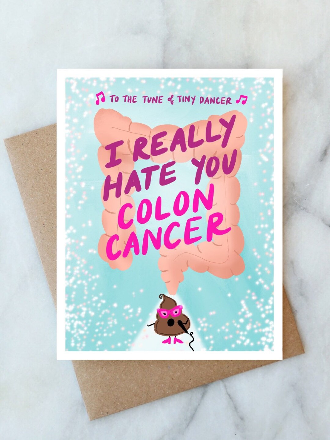 Colon Cancer Card Funny Colon Cancer Colorectal Cancer Greeting Card ...