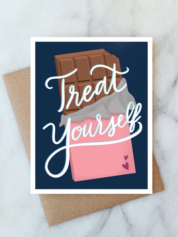 Treat Yourself Card Treat Birthday Card Chocolate Bar Card | Etsy