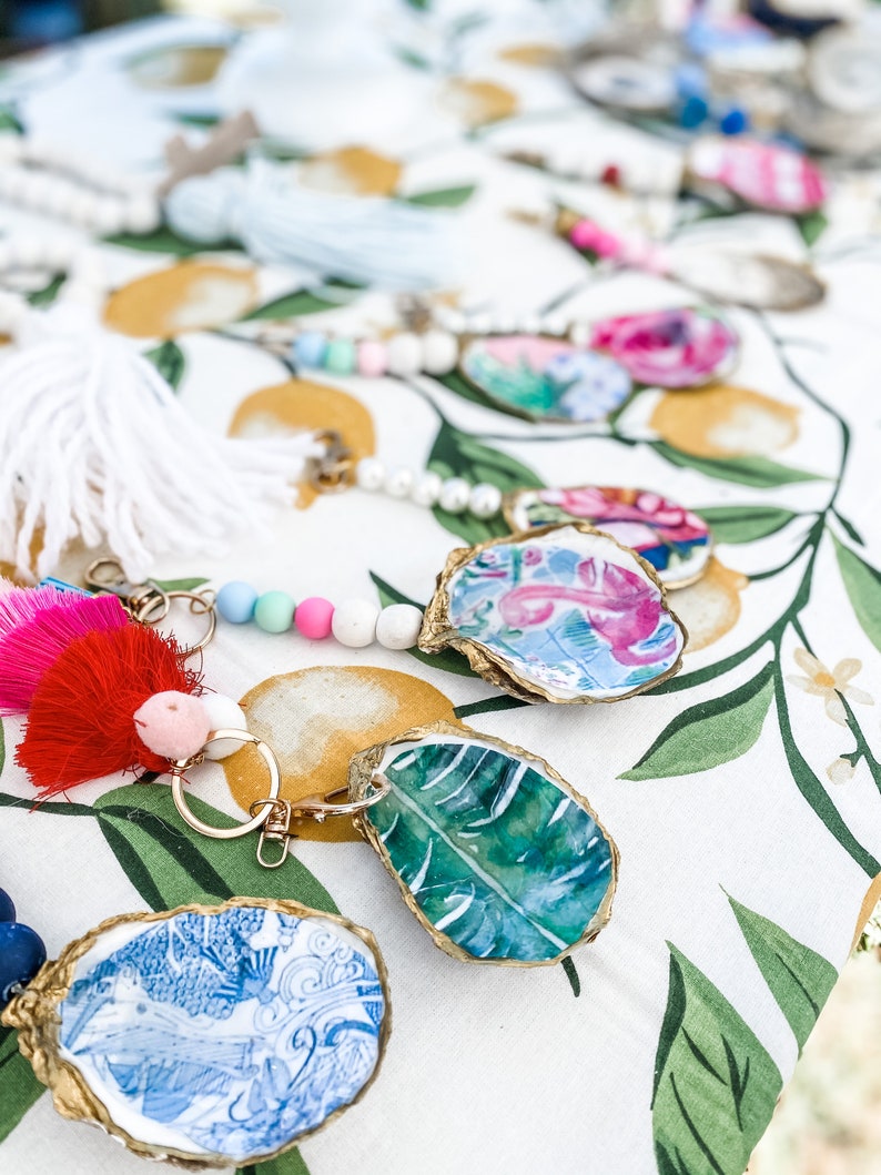 Decoupage Oyster Keychain | Etsy