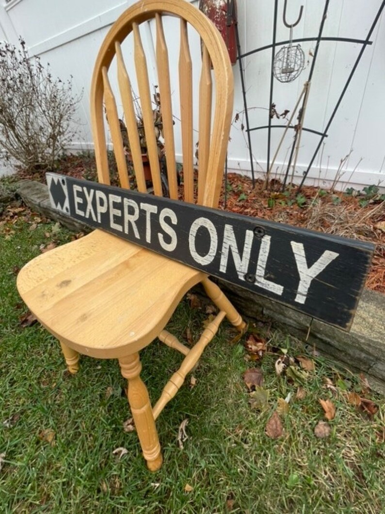 EXPERTS ONLY Double Black Diamond Rustic Wood Ski Trail Sign (free ...