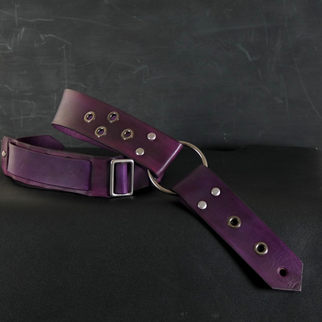 Custom Leather Guitar Strap. Metal Ring. 2” Wide. Deep Violet - Etsy