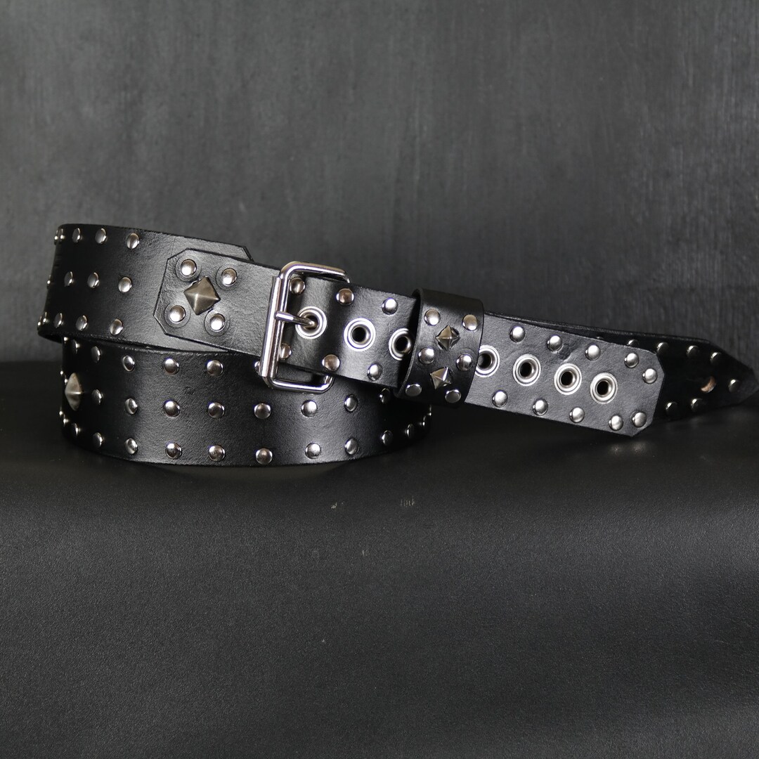 Fully Studded Leather Guitar Strap. Buckle. 2.5 Inches Wide. Black ...