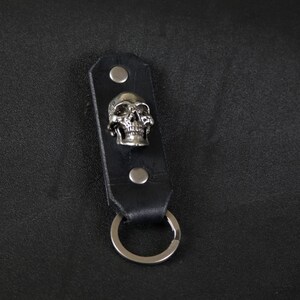 Skull Leather Keychain. Custom Key Fob. Handmade. Antique BLACK - Etsy