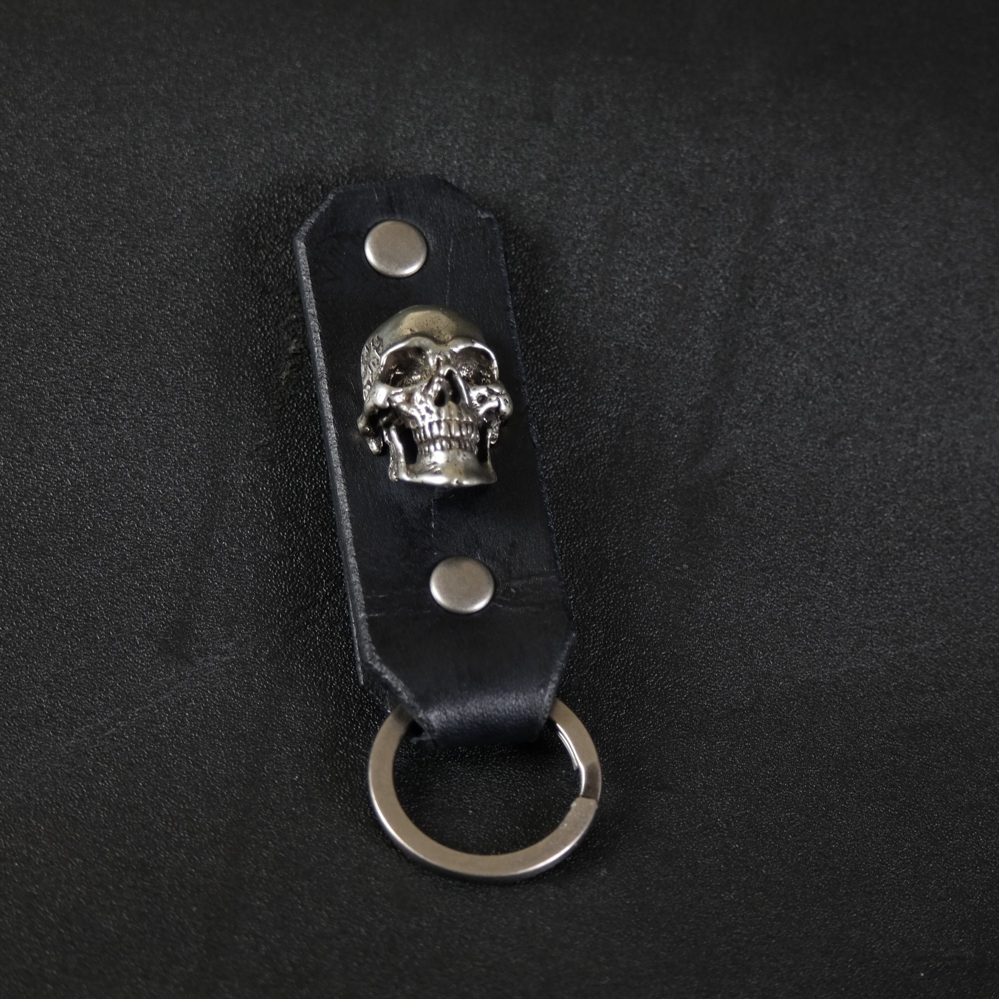 Skull Leather Keychain. Custom Key Fob. Handmade. Antique BLACK - Etsy