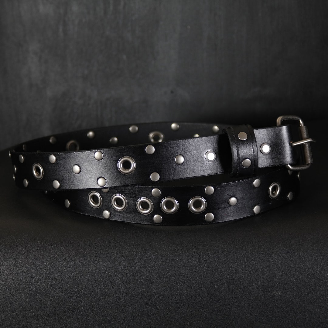 Studded Leather Belt. Rocker Style. 1.5 Inches Wide. BLACK - Etsy